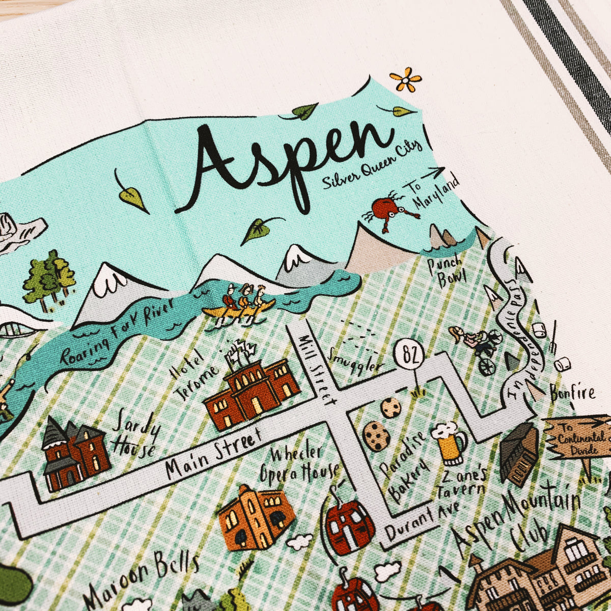 Aspen, Colorado Map Kitchen/Tea Towel – Gooseberry Designs