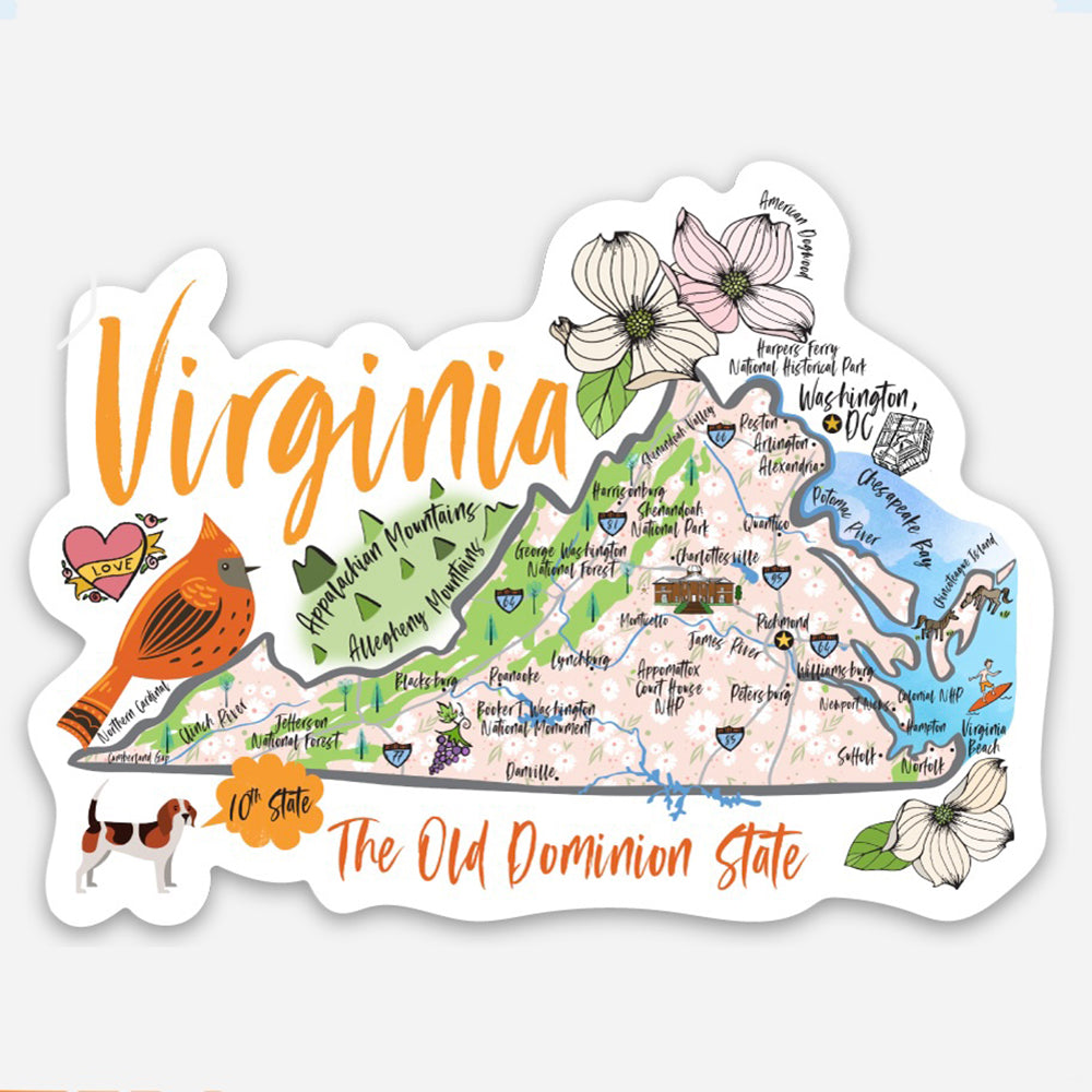 Virginia State Vinyl Sticker – Gooseberry Designs