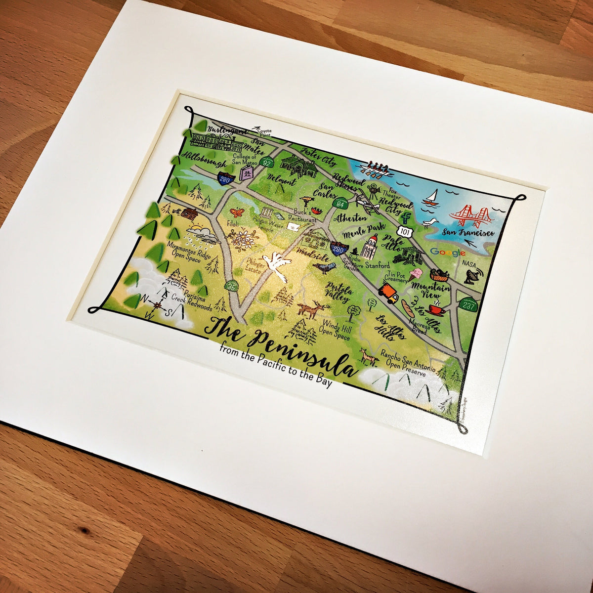 SF Peninsula Map Art Print – Gooseberry Designs
