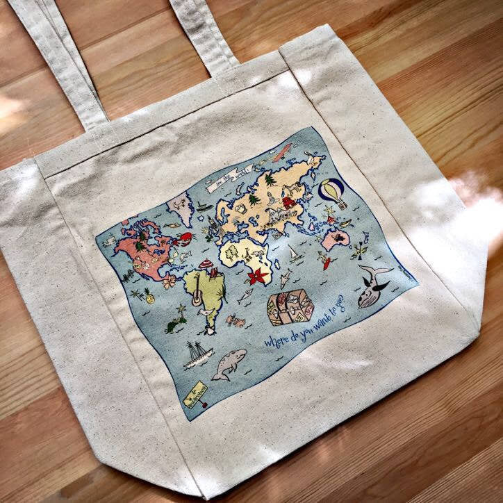World Map Tote – Gooseberry Designs