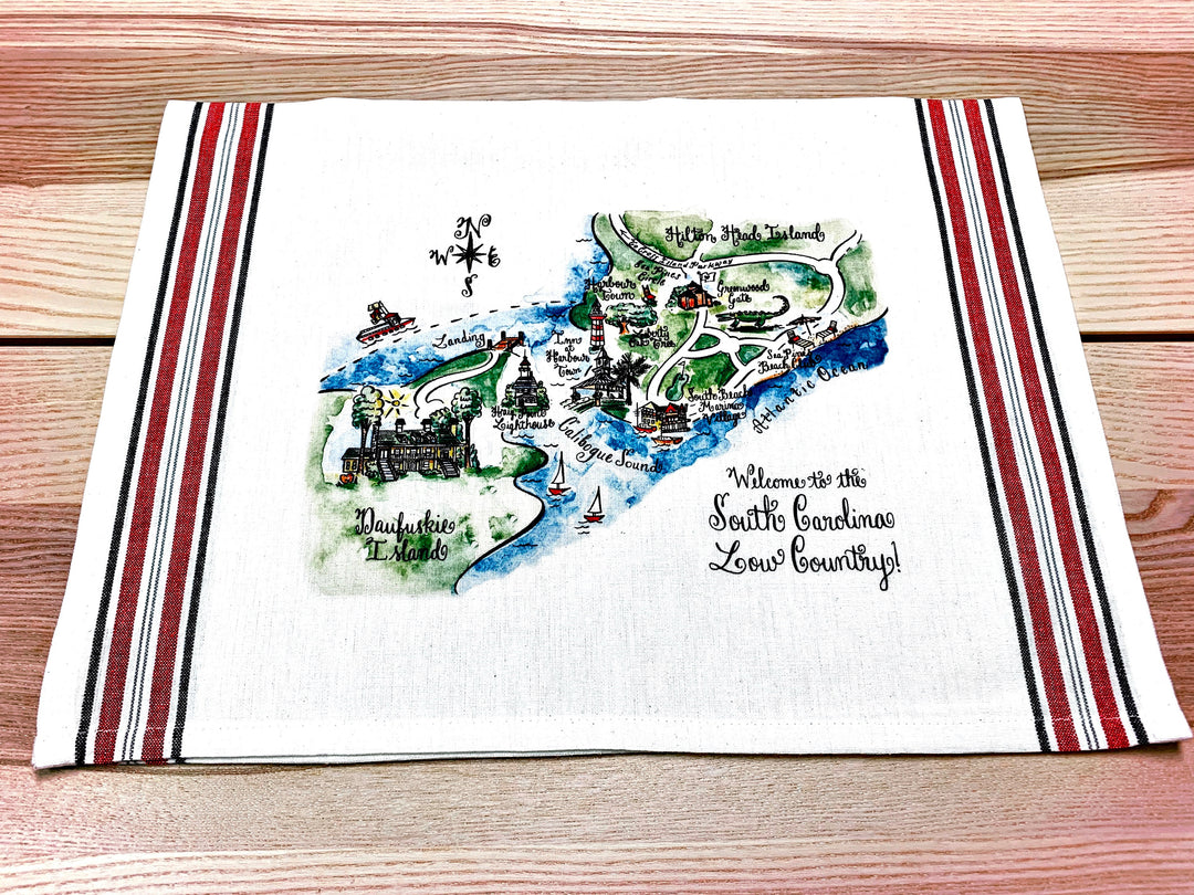 South Carolina Low Country Map Kitchen/Tea Towel – Gooseberry Designs