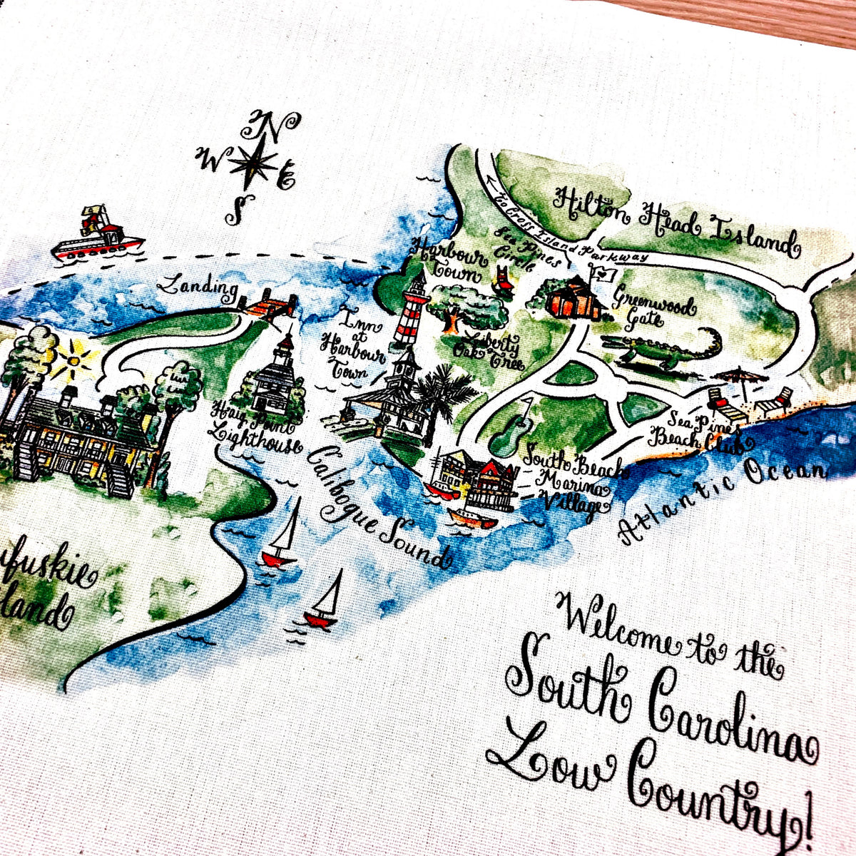 South Carolina Low Country Map Kitchen/Tea Towel – Gooseberry Designs