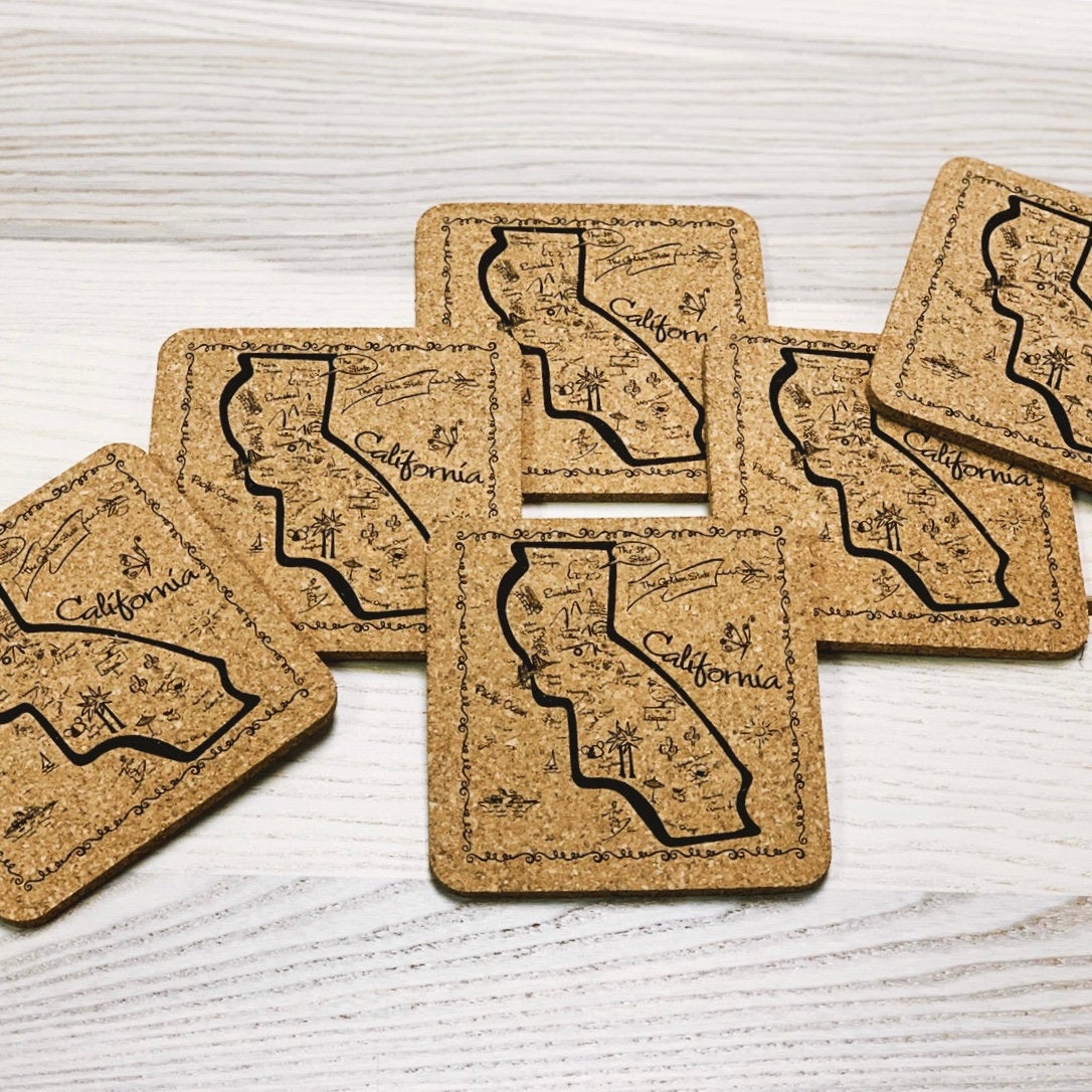California Map Cork Coasters – Gooseberry Designs