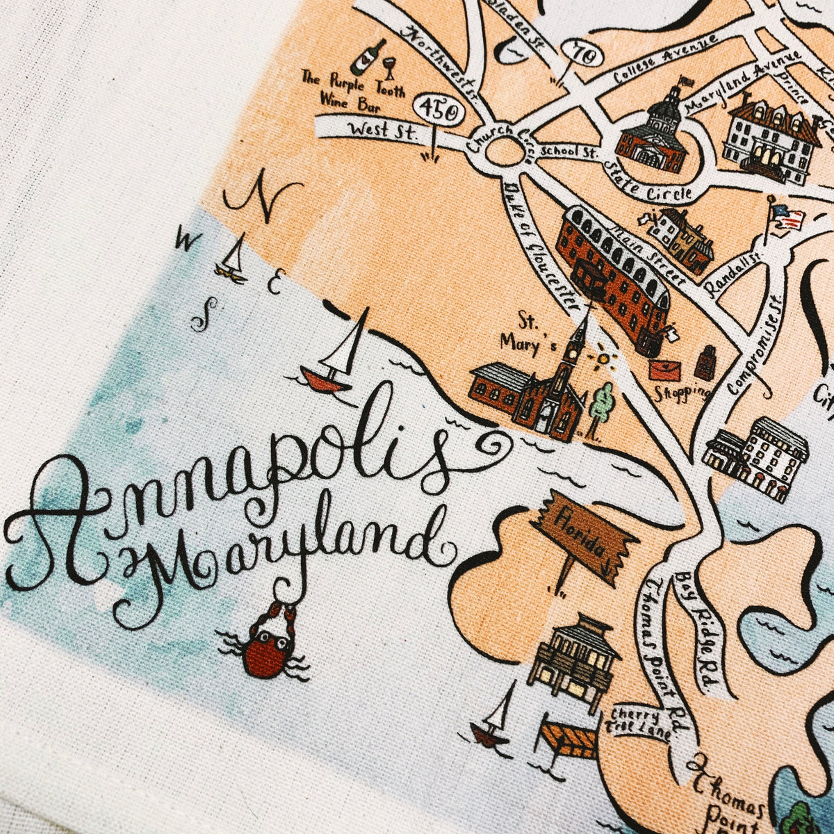 Annapolis, Maryland Map Kitchen/Tea Towel – Gooseberry Designs
