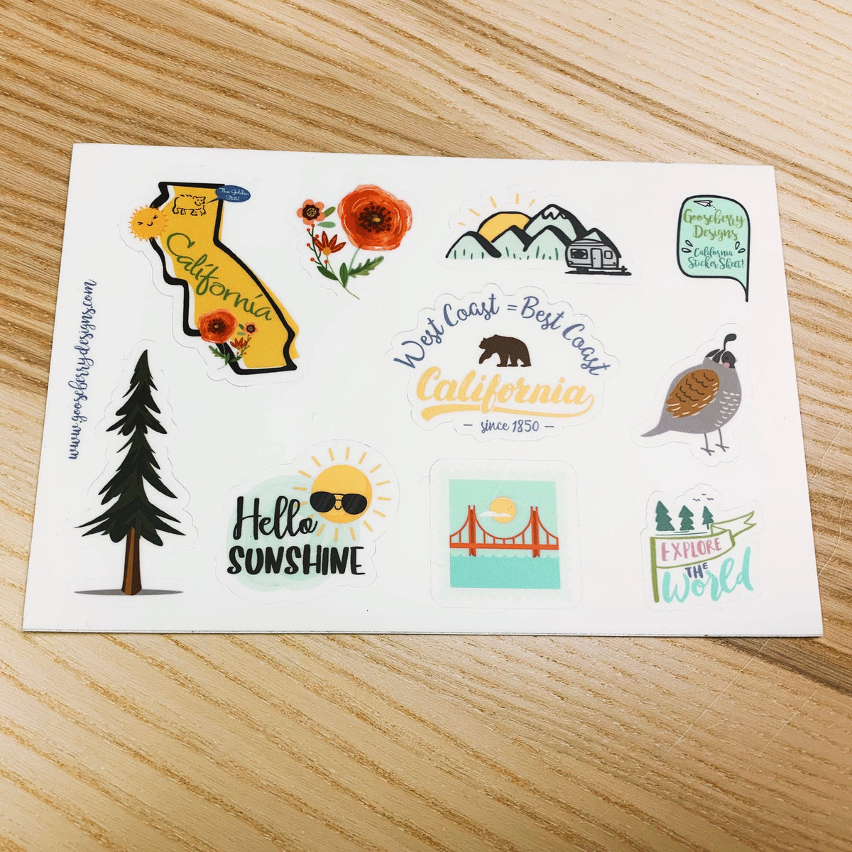 California Vinyl Sticker Sheet – Gooseberry Designs